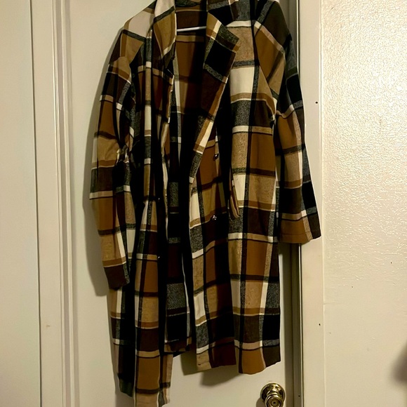 SHEIN | Jackets & Coats | Plaid Flannel Trench Coat | Poshmark
